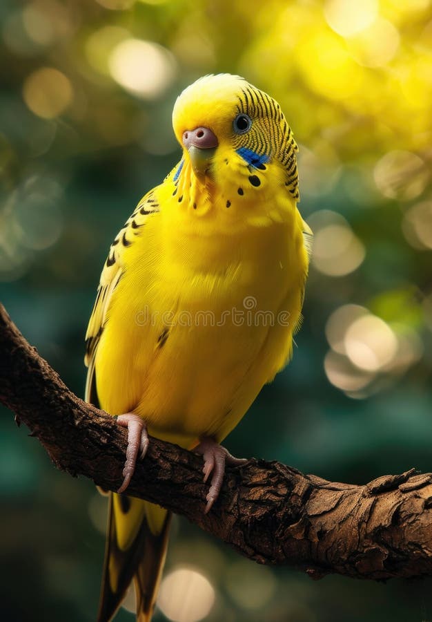 Yellow Budgie, Portrait of a Bird Stock Illustration - Illustration of ...