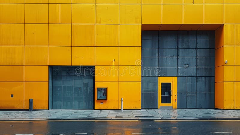 A Yellow Building with a Door and Windows on the Side, AI Stock Photo ...