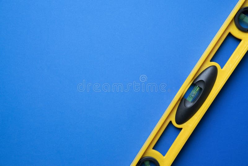 Yellow Building Level on the Old Wood Table, Engineering Work Tool ...