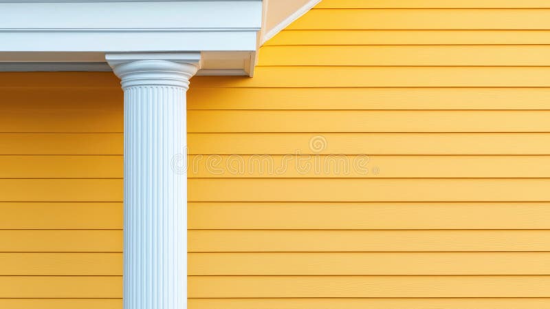 Yellow Building Wall with White Column, Modern Architectural Design ...