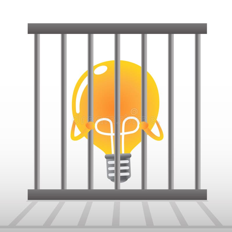 Yellow Bulb in a cage stock vector. Illustration of illuminated - 50034162