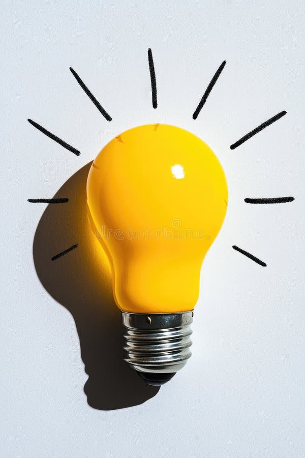 Yellow Bulb with Hand-drawn Style. Stock Illustration - Illustration of ...