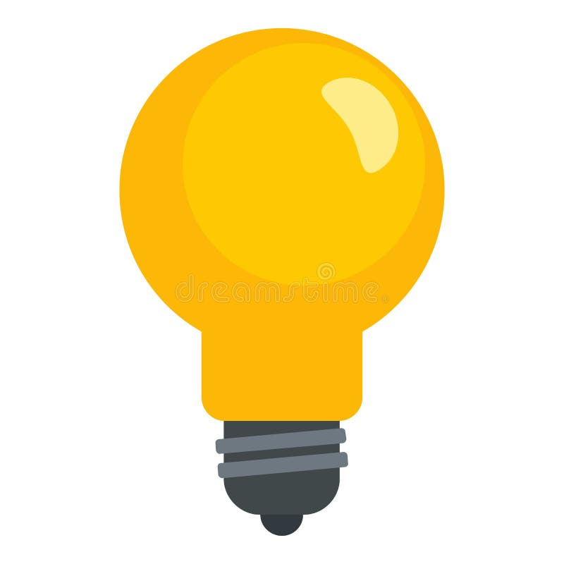 Yellow Bulb Icon, Flat Style Stock Vector - Illustration of environment ...