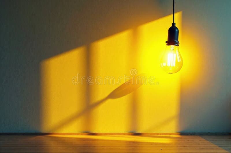 Yellow Bulb Pattern, Dramatic Shadow Cast on Wall, Abstract, Surface ...