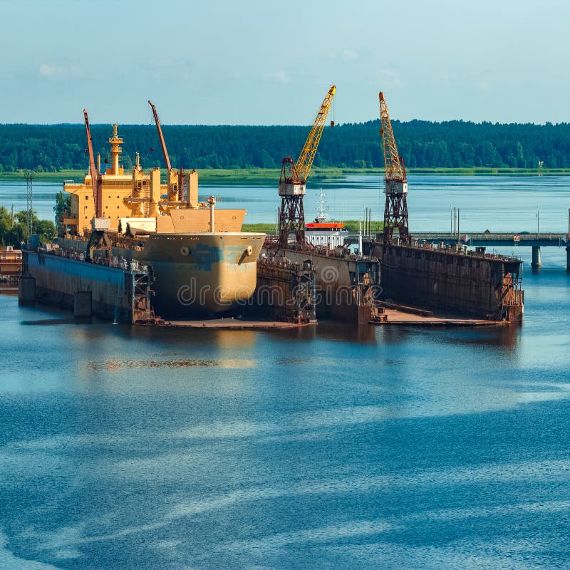 Cargo ship in the dock stock photo. Image of boat, large - 117081512
