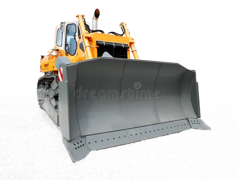 Yellow bulldozer stock image. Image of bucket, grey, track - 10144411