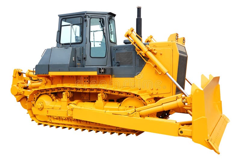 Yellow bulldozer-excavator stock photo. Image of industry - 19738894