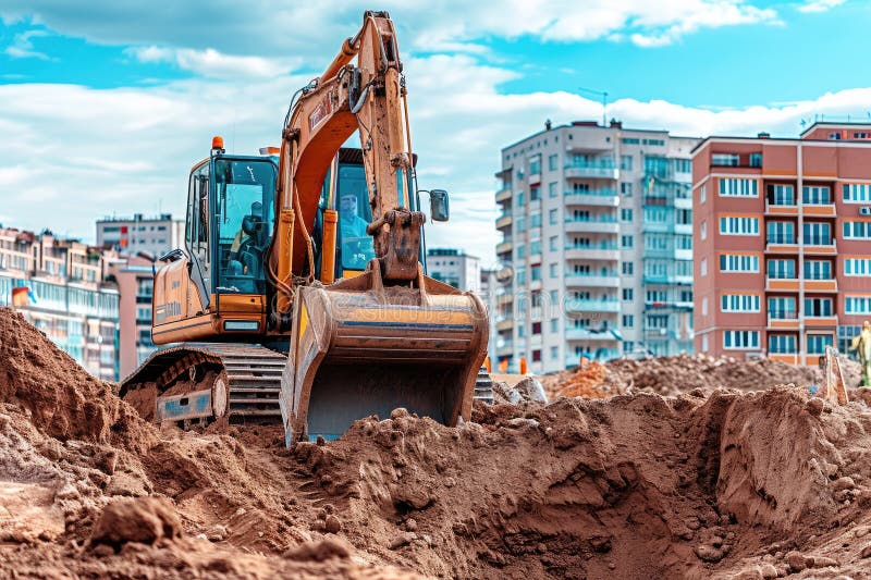 A Yellow Bulldozer is Actively Digging through a Large Pile of Dirt at ...