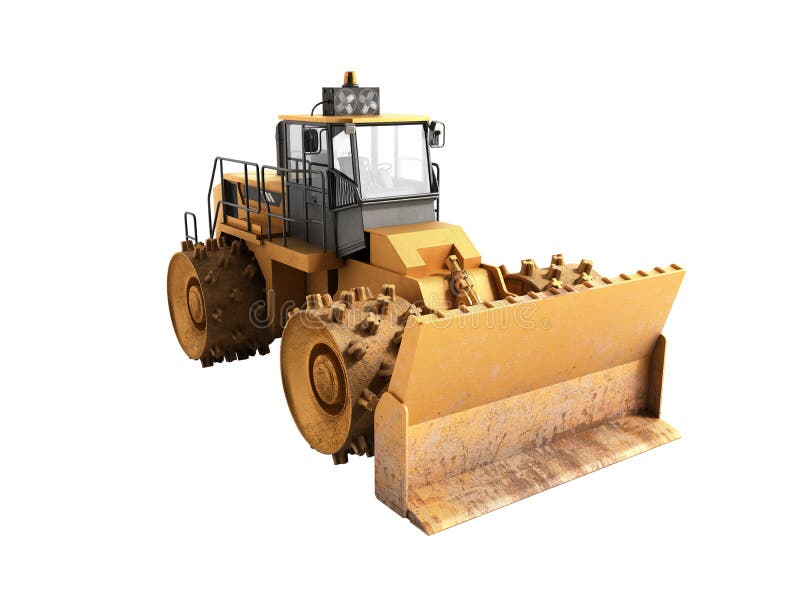 Yellow Bulldozer 3d Render Isolated on White Stock Illustration ...