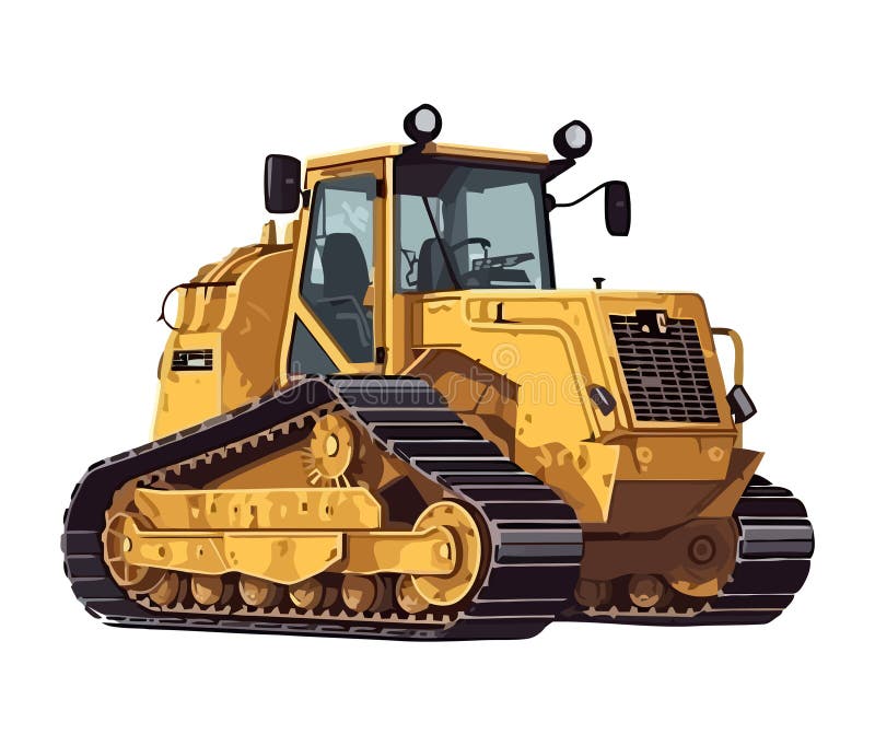 Yellow Bulldozer Digging Dirt on Construction Site Stock Vector ...