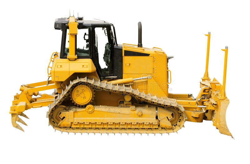 Yellow Bulldozer, Isolated on White Stock Photo - Image of yellow ...