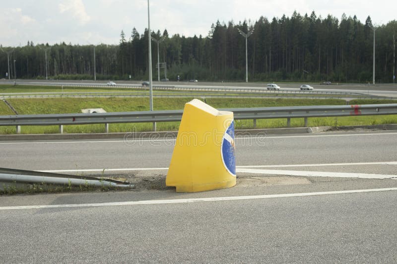Yellow Bump Stop on Road. Safe Obstacle Stock Photo - Image of traffic ...
