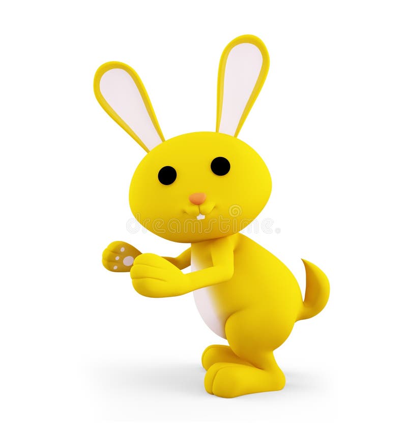 Yellow Bunny with Presenting Pose Stock Illustration - Illustration of ...