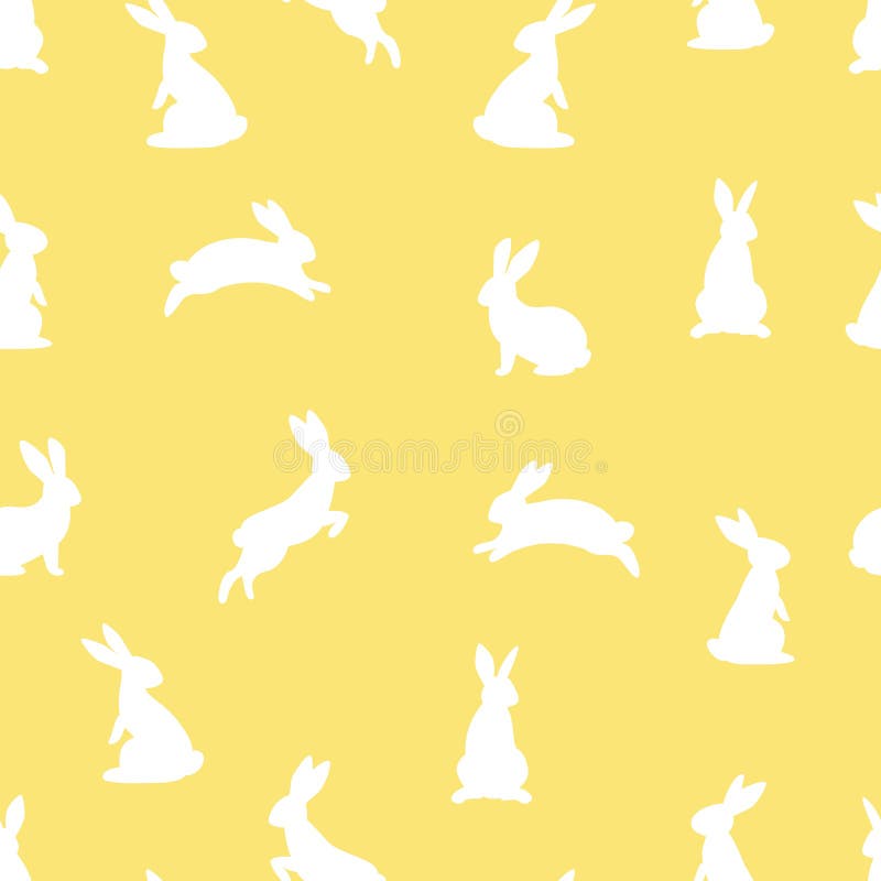 Yellow Bunny Seamless Pattern. Rabbits Silhouettes Stock Illustration ...