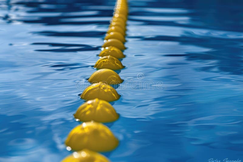 Yellow Buoys Floating on the Surface of a Swimming Pool Stock Image ...