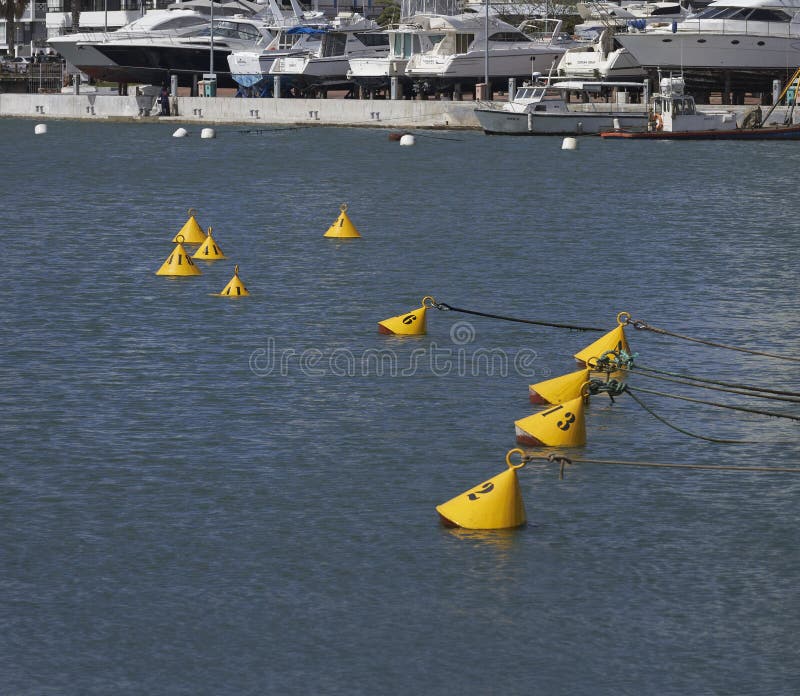 Yellow Buoys Port of a Trip Punta of Este Stock Photo - Image of roof ...