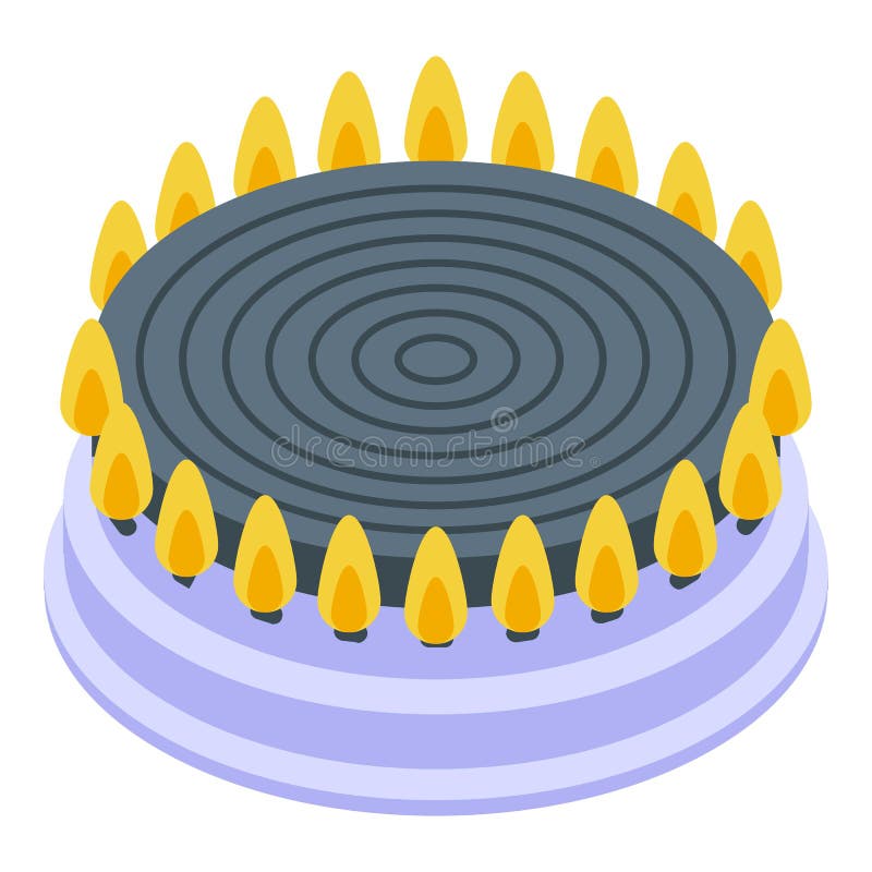 Yellow Burning Gas Stove Icon, Isometric Style Stock Vector ...