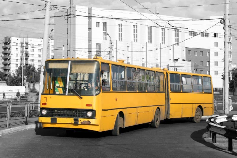 Yellow bus stock photo. Image of russia, drive, machine - 18138892