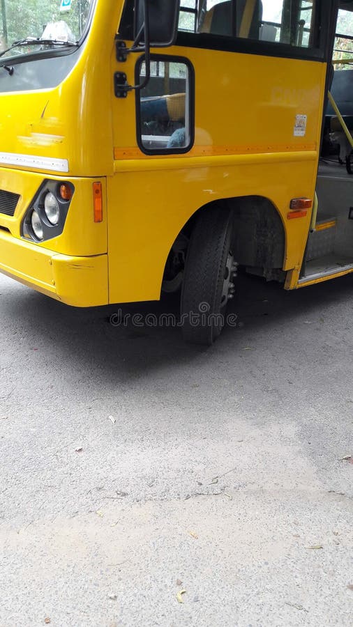 Yellow Bus Front Side Closeup Image Stock Image - Image of shipping ...