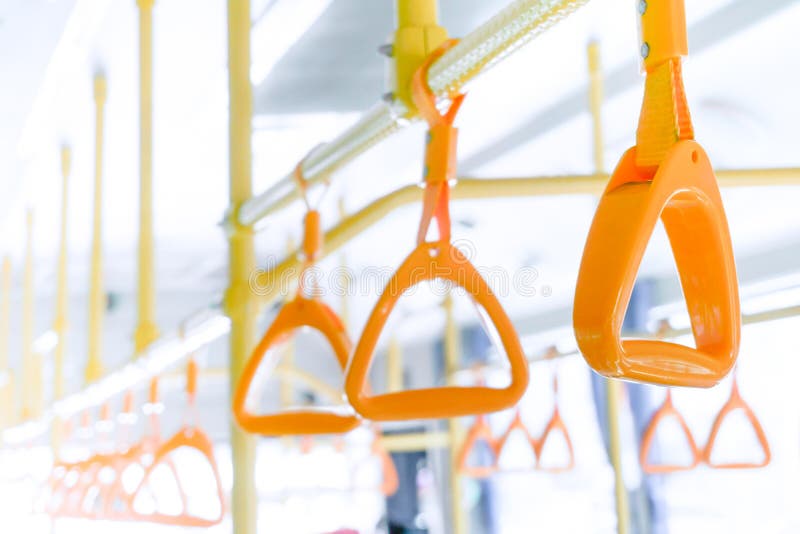 Yellow Bus Handle on Ceiling for Standing Passenger, Public ...