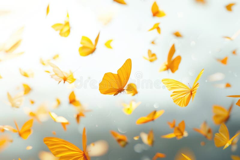 Yellow Butterflies in Flight Stock Image - Image of delicate, sunshine ...