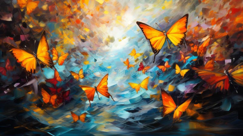 Yellow Butterflies in Flight Stock Image - Image of colorful, graceful ...