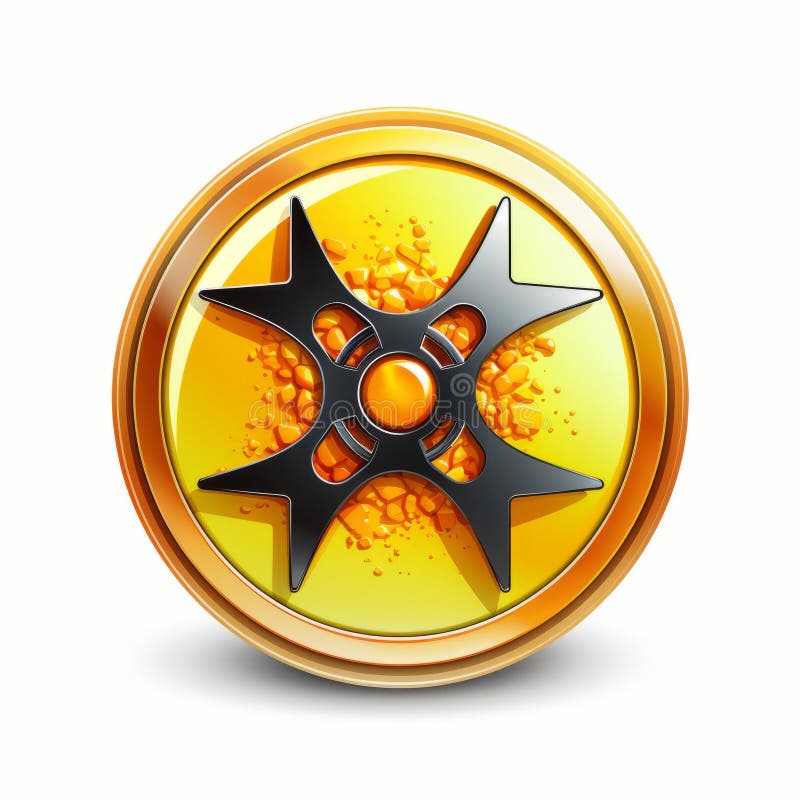 A Yellow Button with a Black Star on it Stock Illustration ...