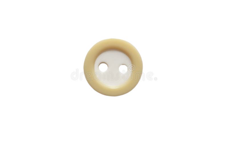 Yellow Button with Two Holes Close-up Isolated on White Background ...