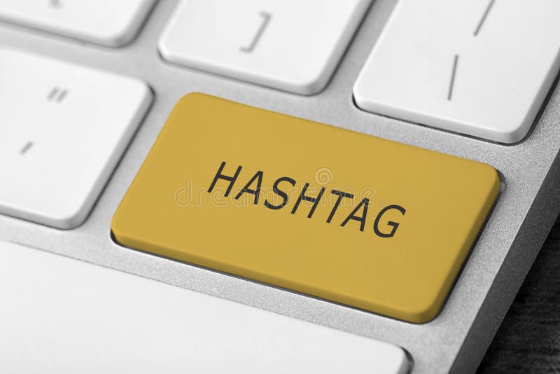 Yellow Button with Word HASHTAG on Computer Keyboard, Closeup Stock ...
