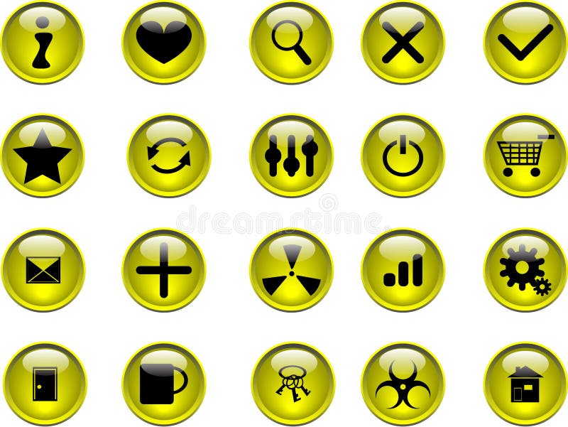 Yellow buttons stock vector. Illustration of yellow, danger - 4065619