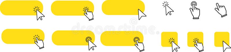 Hand-click Icon Set in Line Style. Mouse Press Push Simple Black Style ...