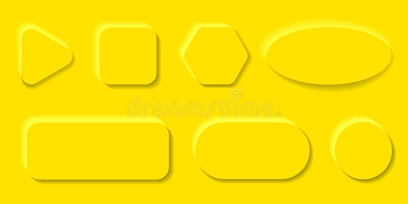 Yellow Buttons in Neomorphism Design. Stock Vector - Illustration of modern, collection: 255164211