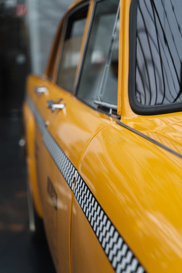 Yellow cab detail stock photo. Image of taxi, metal - 141637356