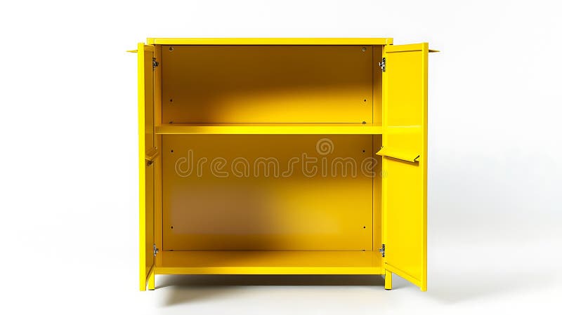 A Yellow Cabinet with Two Open Doors Stock Illustration - Illustration ...