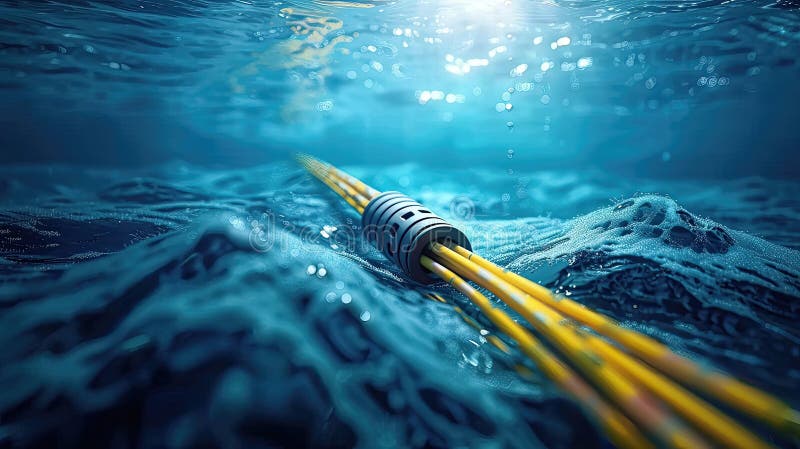 A Yellow Cable is in the Water Stock Photo - Image of deep, summer ...