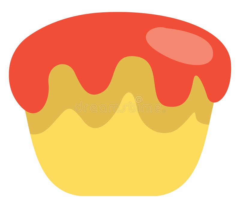 Yellow Cake with Red Frosting, Icon Stock Vector - Illustration of ...