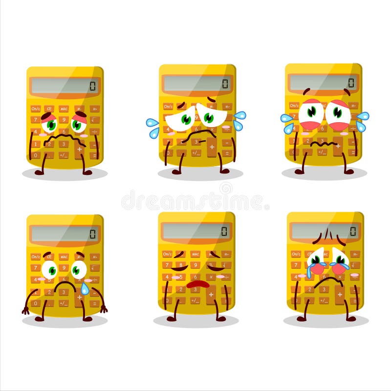 Yellow Calculator Cartoon Character with Sad Expression Stock Vector ...