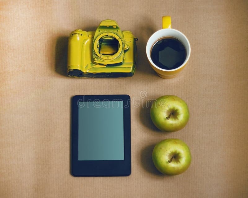Yellow camera stock image. Image of apples, composition - 49180715