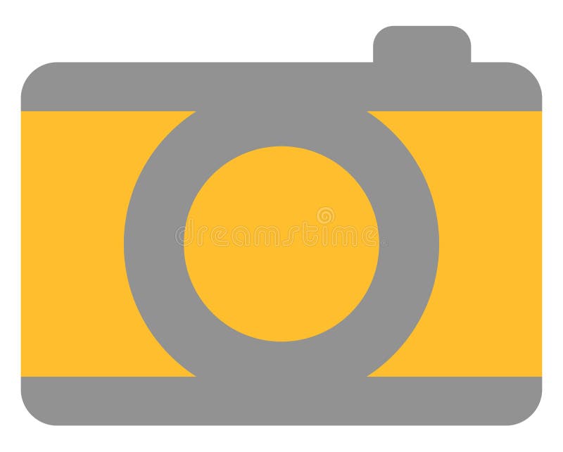 Yellow camera, icon stock vector. Illustration of simple - 260375122