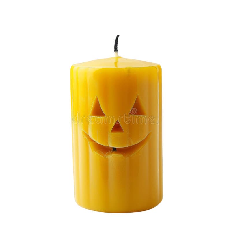 Yellow Candle with Carved Jack-o -Lantern Face Stock Image ...