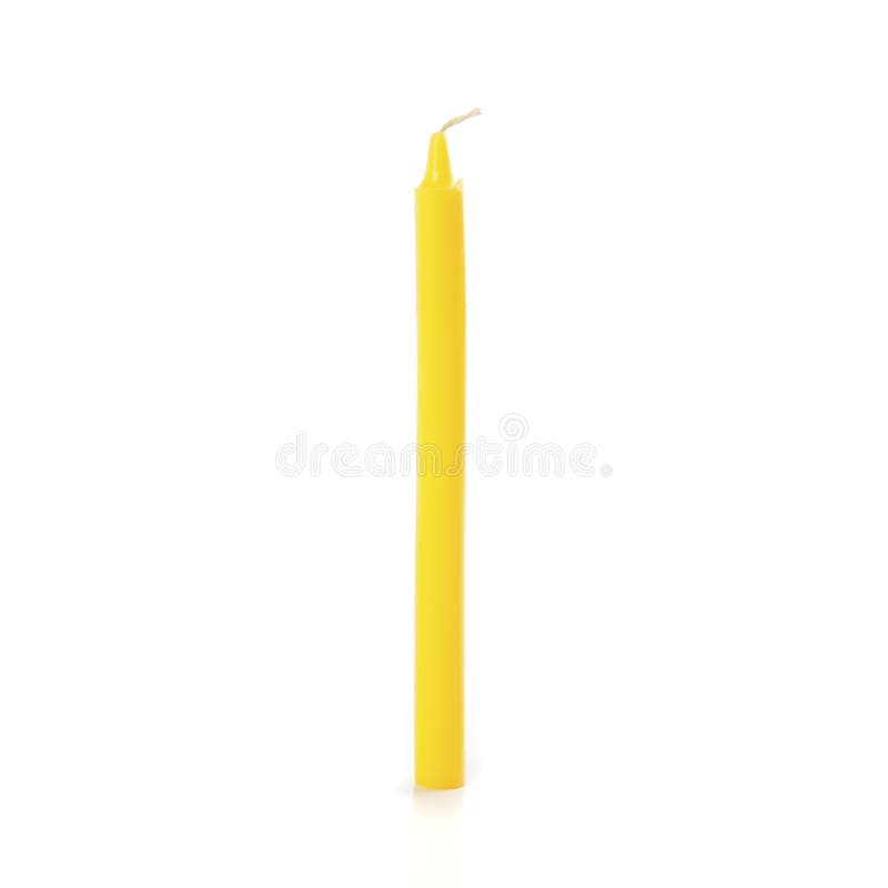 Yellow Candle Isolated On White Stock Photo - Image of isolated, black ...
