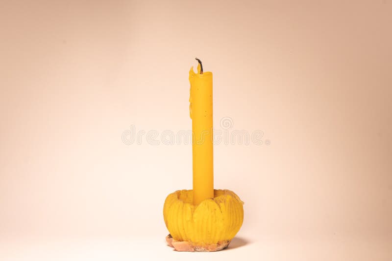 The Yellow Candle in the White Background and Black Background Stock ...