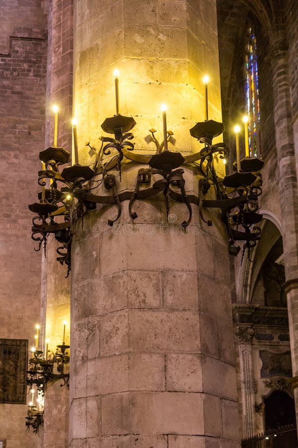 Candles in Catholic Church stock photo. Image of cross - 35027744