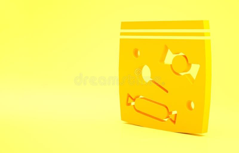 Yellow Candy Packaging for Sweets Icon Isolated on Yellow Background ...