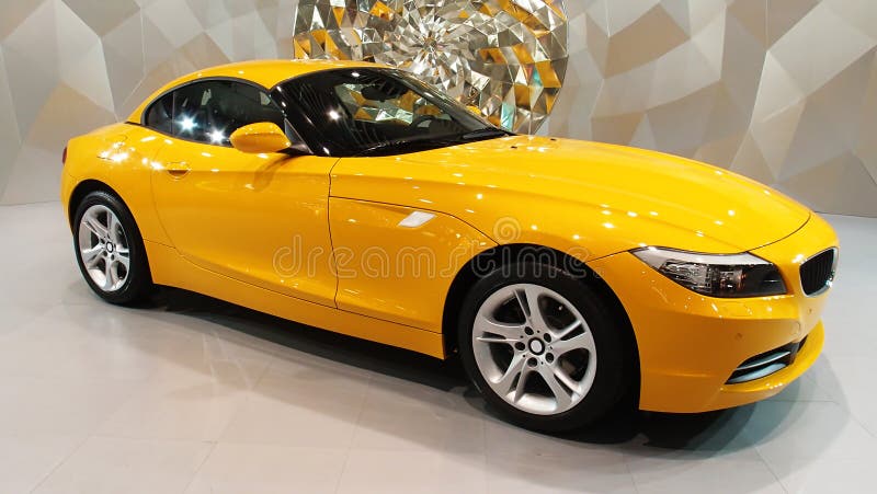 Yellow car stock photo. Image of body, film, close, mall - 21669218