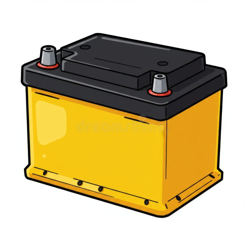 Yellow Car Battery Illustration Stock Illustration - Illustration of ...