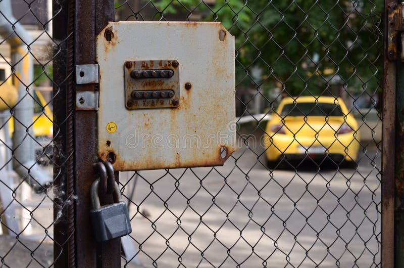 Padlock and Code Lock on Background Parked Car Stock Photo - Image of ...