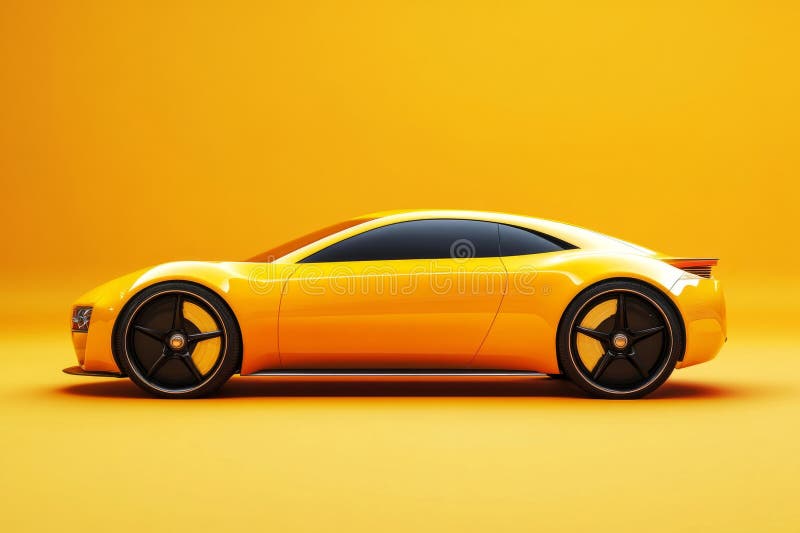 A Yellow Car with Black Wheels Stock Illustration - Illustration of ...