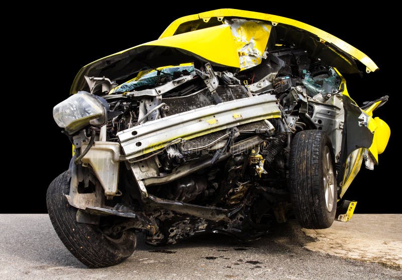 Yellow car crash stock photo. Image of auto, injury, crush - 42361652