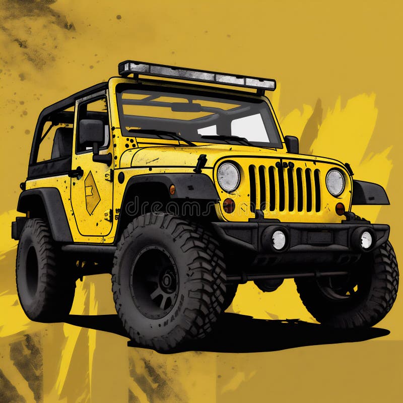 Yellow 4x4 Car. Generative AI Stock Illustration - Illustration of ...